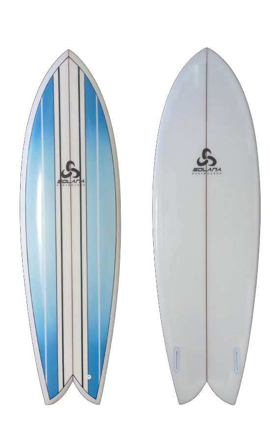 Blue Pinline Retro Fish Surfboard